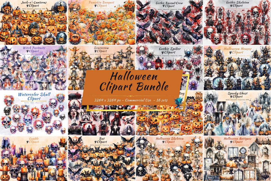 Ultimate Halloween PNG Clipart Bundle Pack Pumpkins, Vampires, Ghosts ...