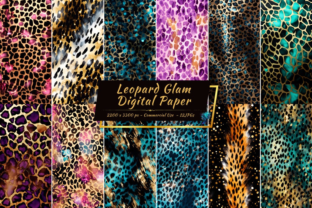 Leopard and Glitter Fusion Digital Paper Pack Luxury Leopard Background ...