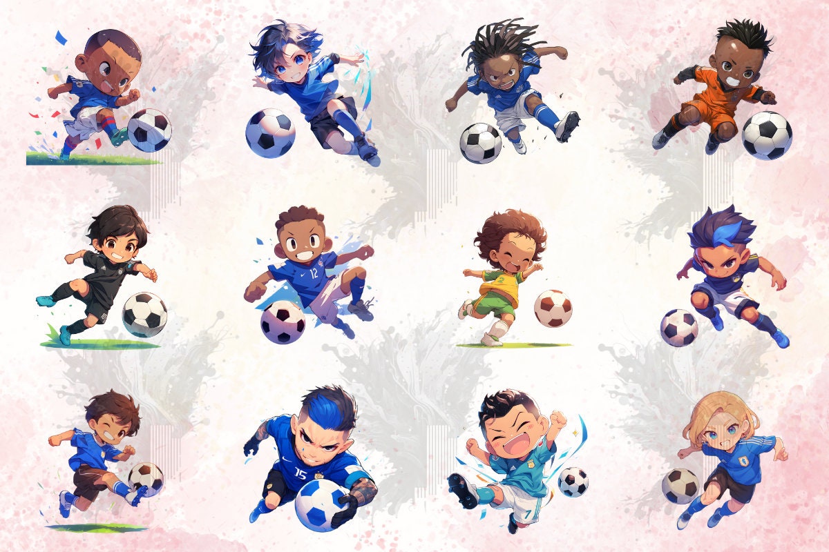Kawaii Soccer Players Clipart Collection Legendary Chibi Football ...