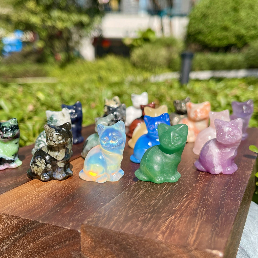Mini Crystal Cat, 1.2'' Cute Gemstone Cat, Crystal Animal Carving, Gift ...