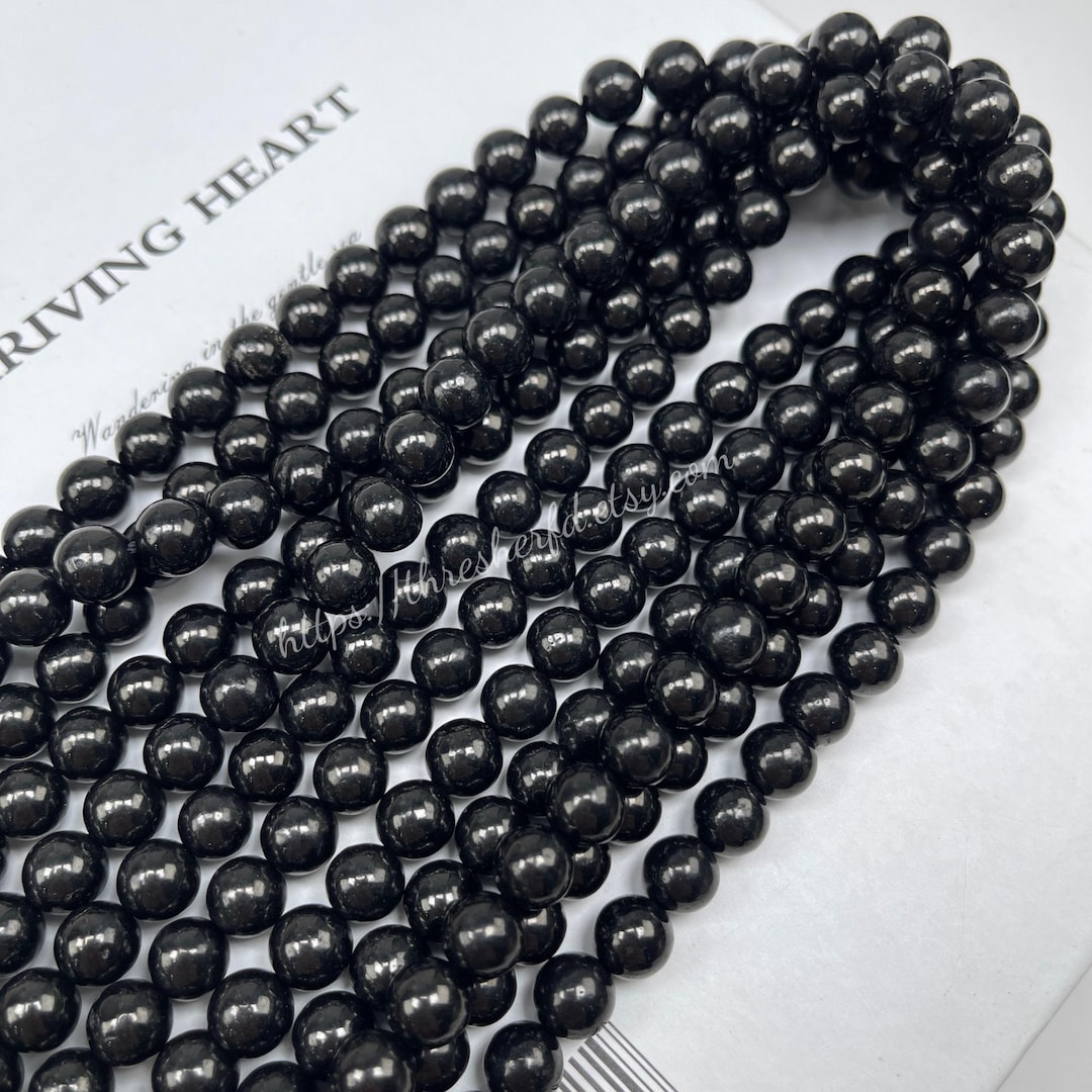 Natural Jet Beads, Round Black Jet Beads for Jewelry DIY, 6mm, 8mm ...