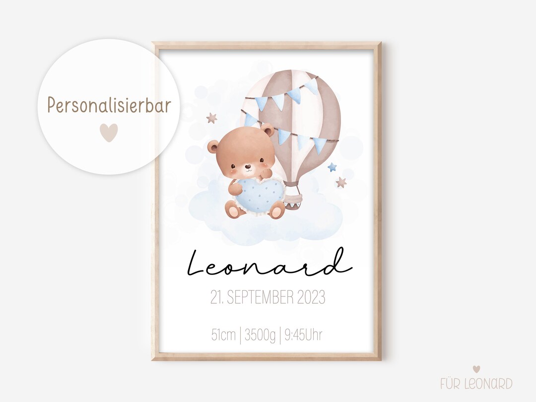 Birth Chart Bear, Birth Gift, Birth Dates Poster, Personalized Birth ...