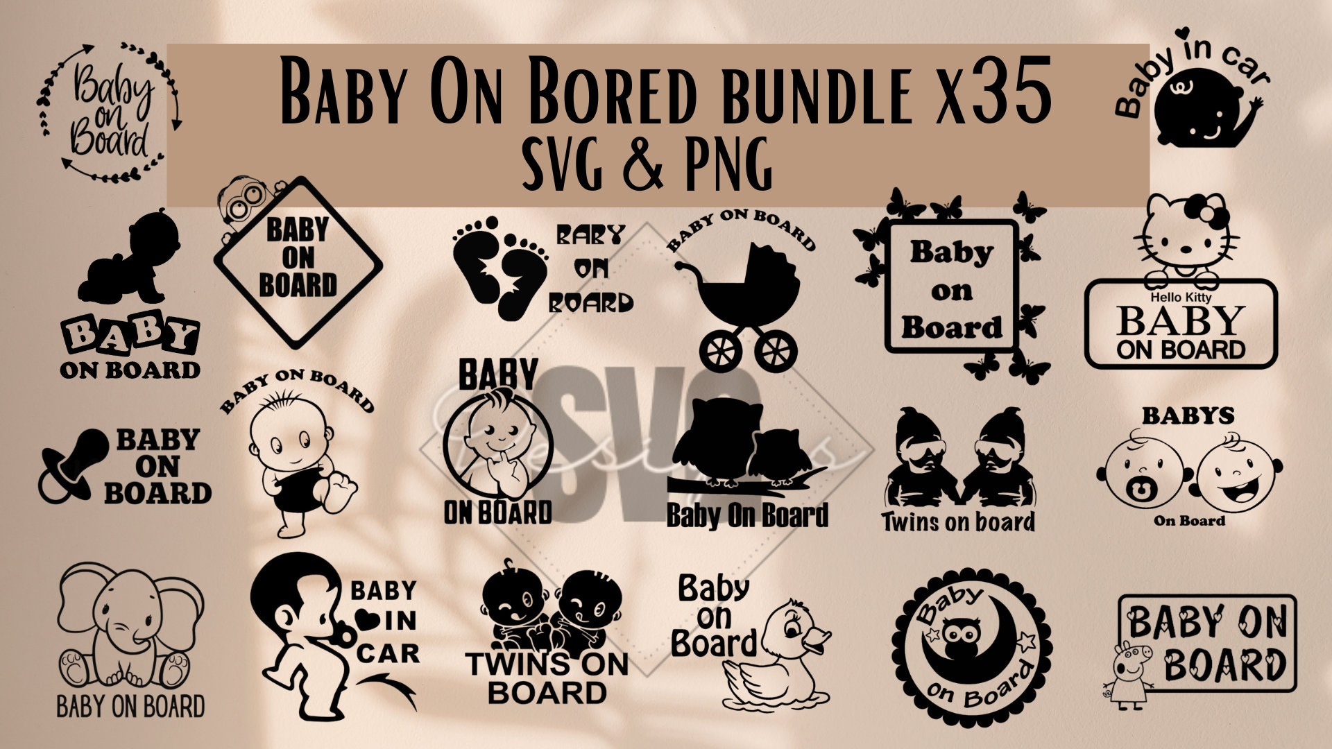 Baby on Bored Car Decal Bundle-baby Svg-svg Files for Cricut-baby on ...