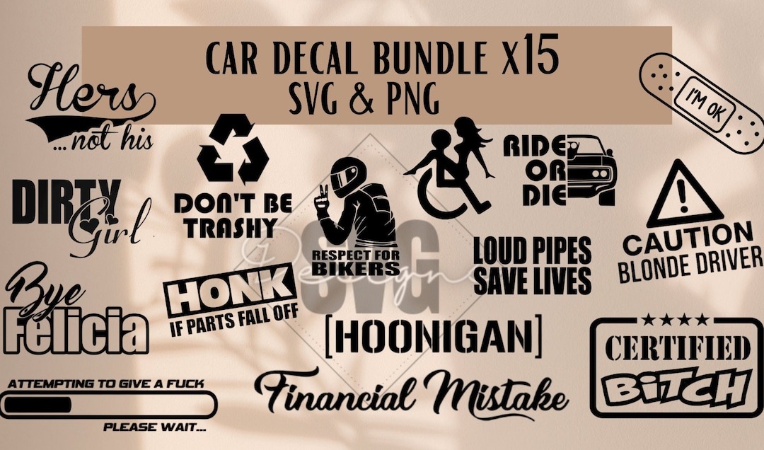 Car Decal SVG Bundle-svg Bundles-trendy Car Decals-digital Download ...