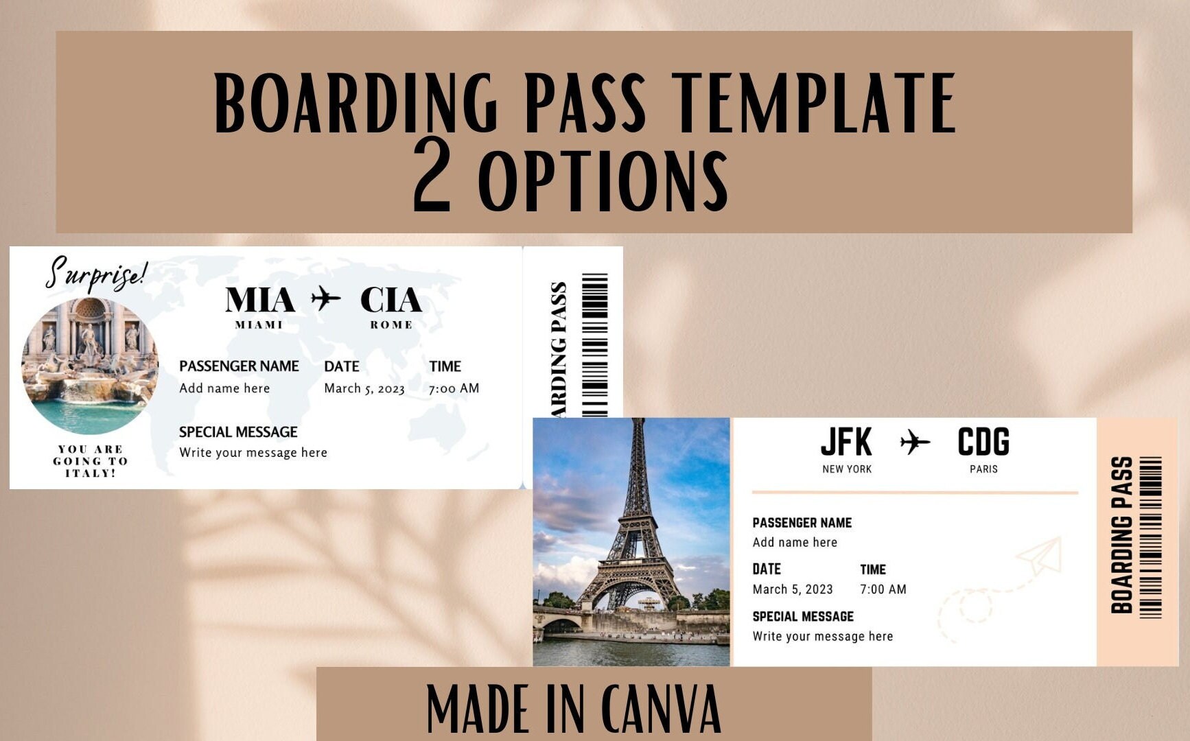 Editable Bording Pass-printable Airline Ticket-suprise Trip - Etsy ...