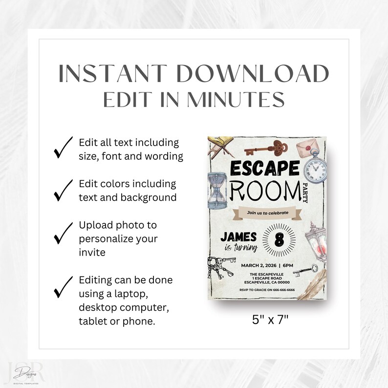 Escape Room Birthday Invitation Escape Room Party Invite Kids Escape ...