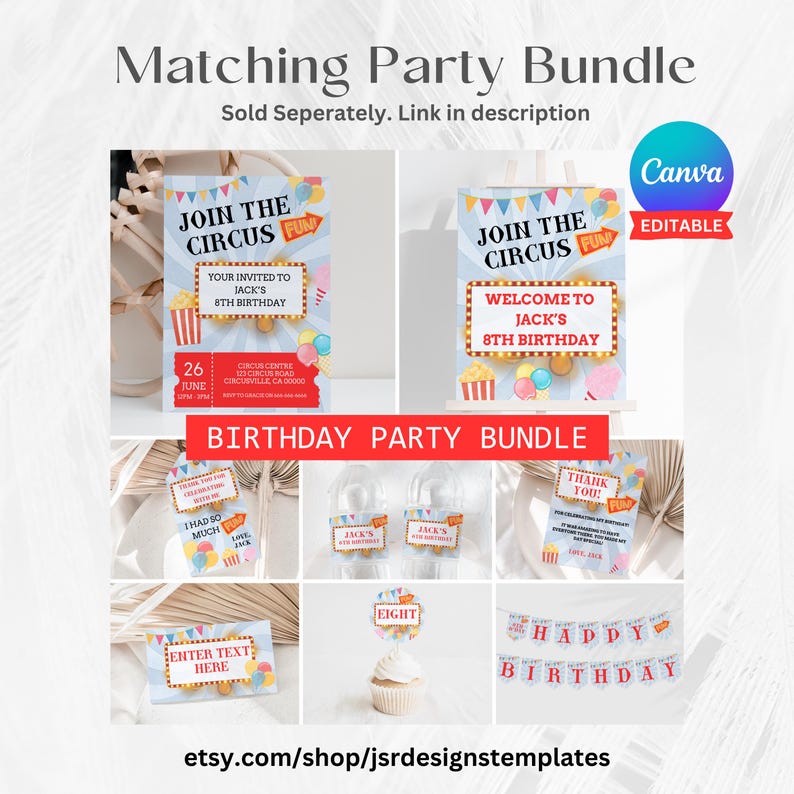 Editable Circus Water Bottle Label Carnival Party Drink Labels Circus ...