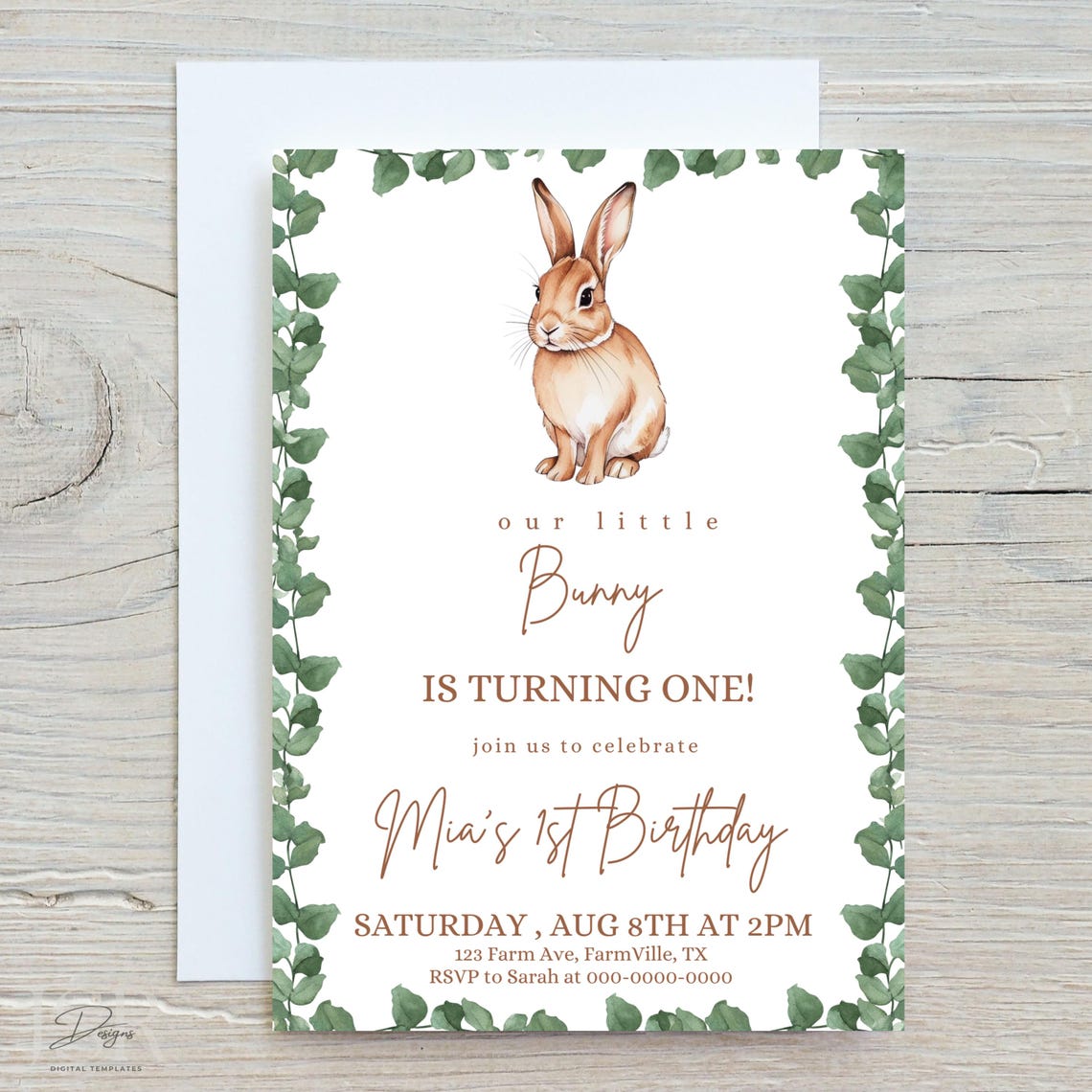 Bunny Birthday Invitation, Bunny Party Invite, Kids Bunny Party, Bunny ...