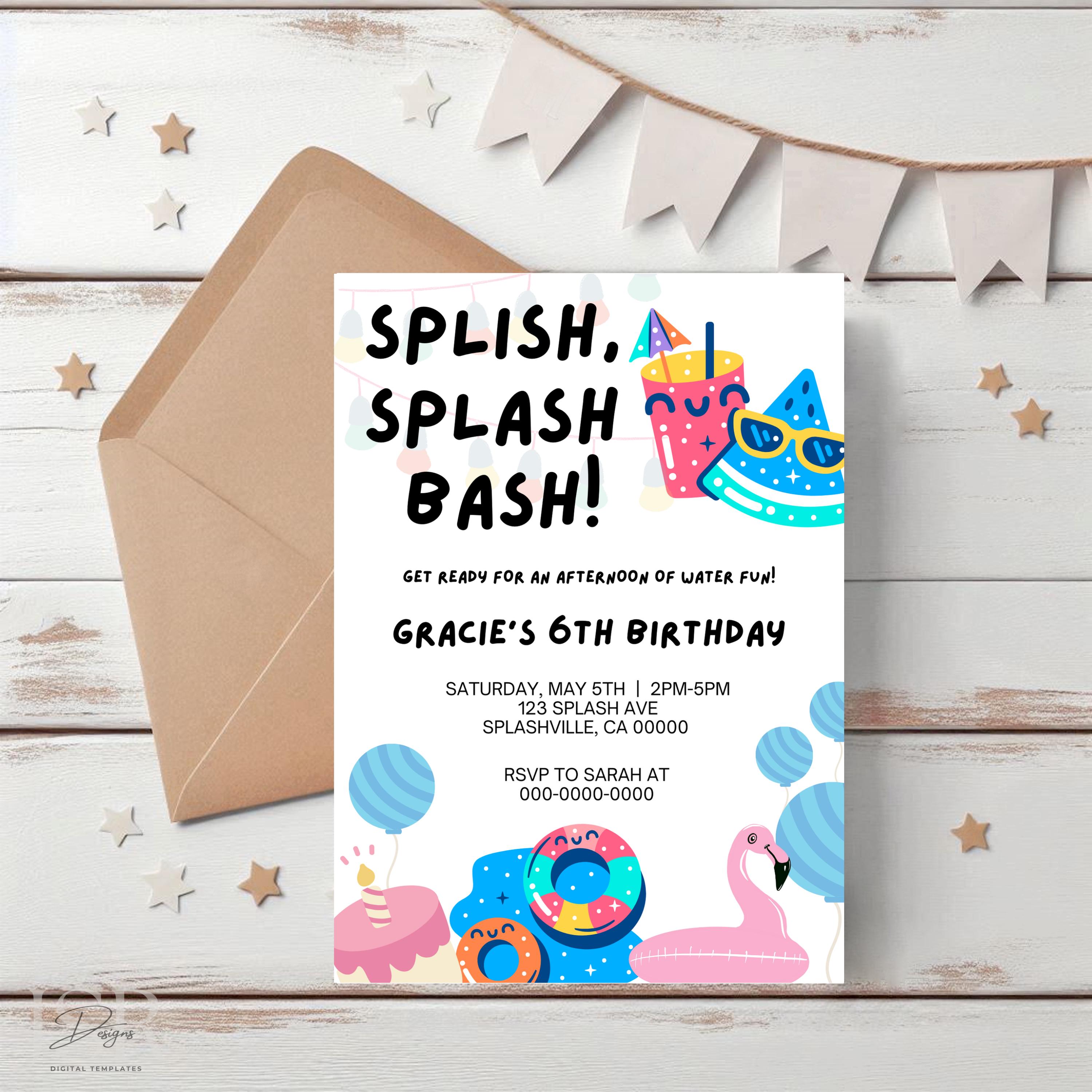 Pool Birthday Invitation, Pool Party Invitation, Pool Invite, Kids Pool ...