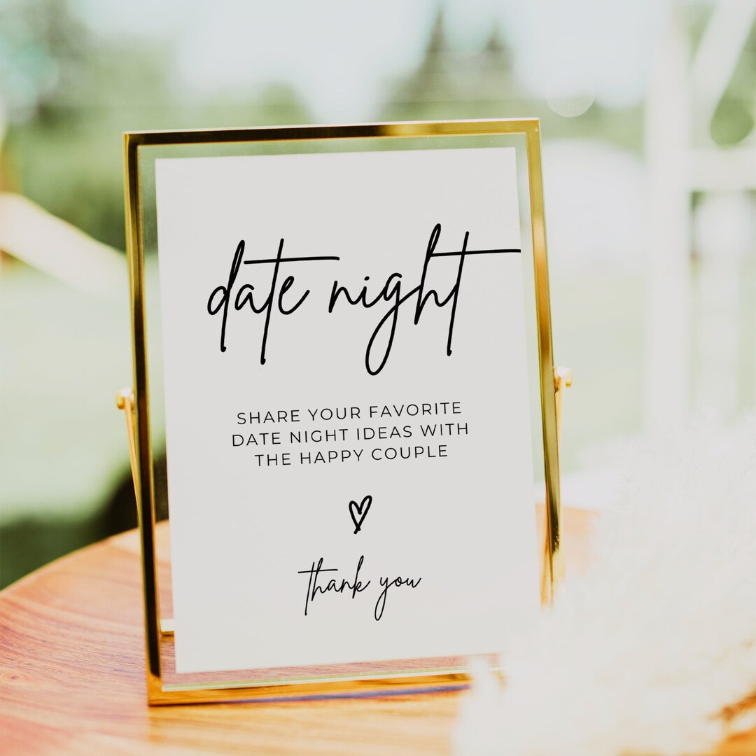 Date Night Wedding Sign Modern Date Night Ideas Card Date Night Ideas ...