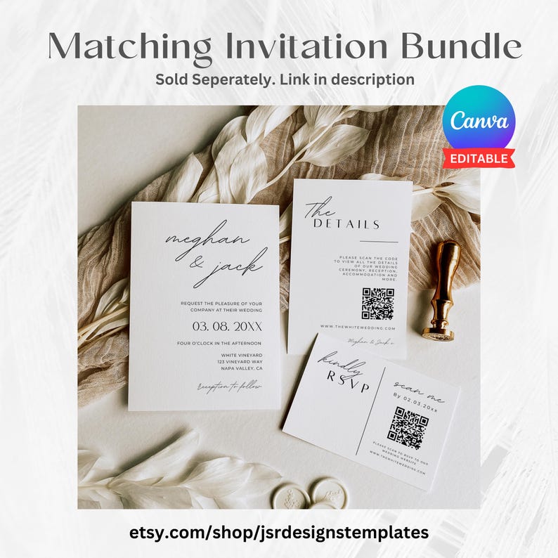 Wedding Details RSVP QR Code Invitation Modern Minimalist Invite ...