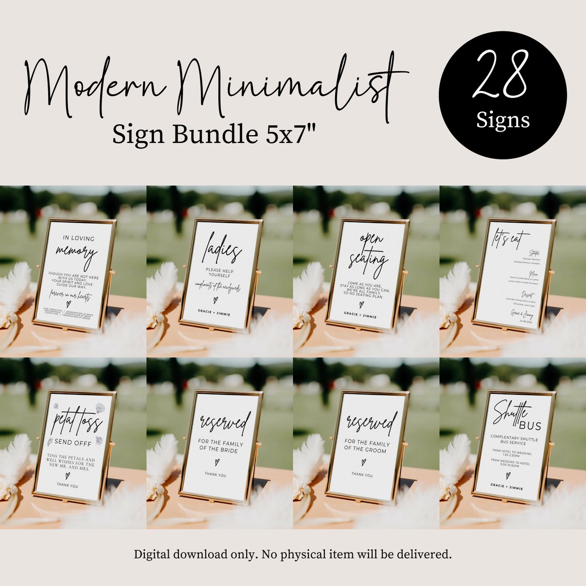 Modern Minimalist Wedding Signs, Wedding Sign Bundle Kit, Minimalist ...