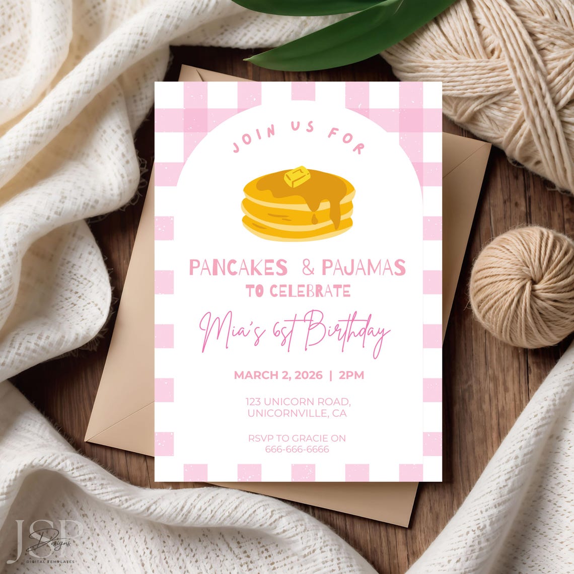 Pancake Party Invite Pancake Birthday Invite Pancake Party Invitation ...
