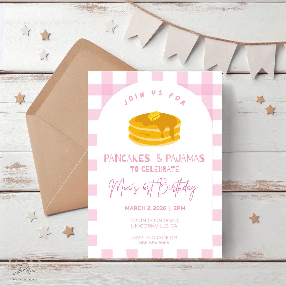 Pancake Party Invitation, Pancake Birthday Invitation, Kids Pancake ...