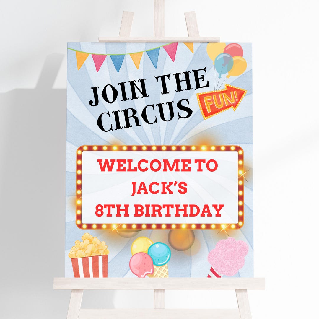 Editable Circus Welcome Sign Carnival Party Decorations Circus Theme ...