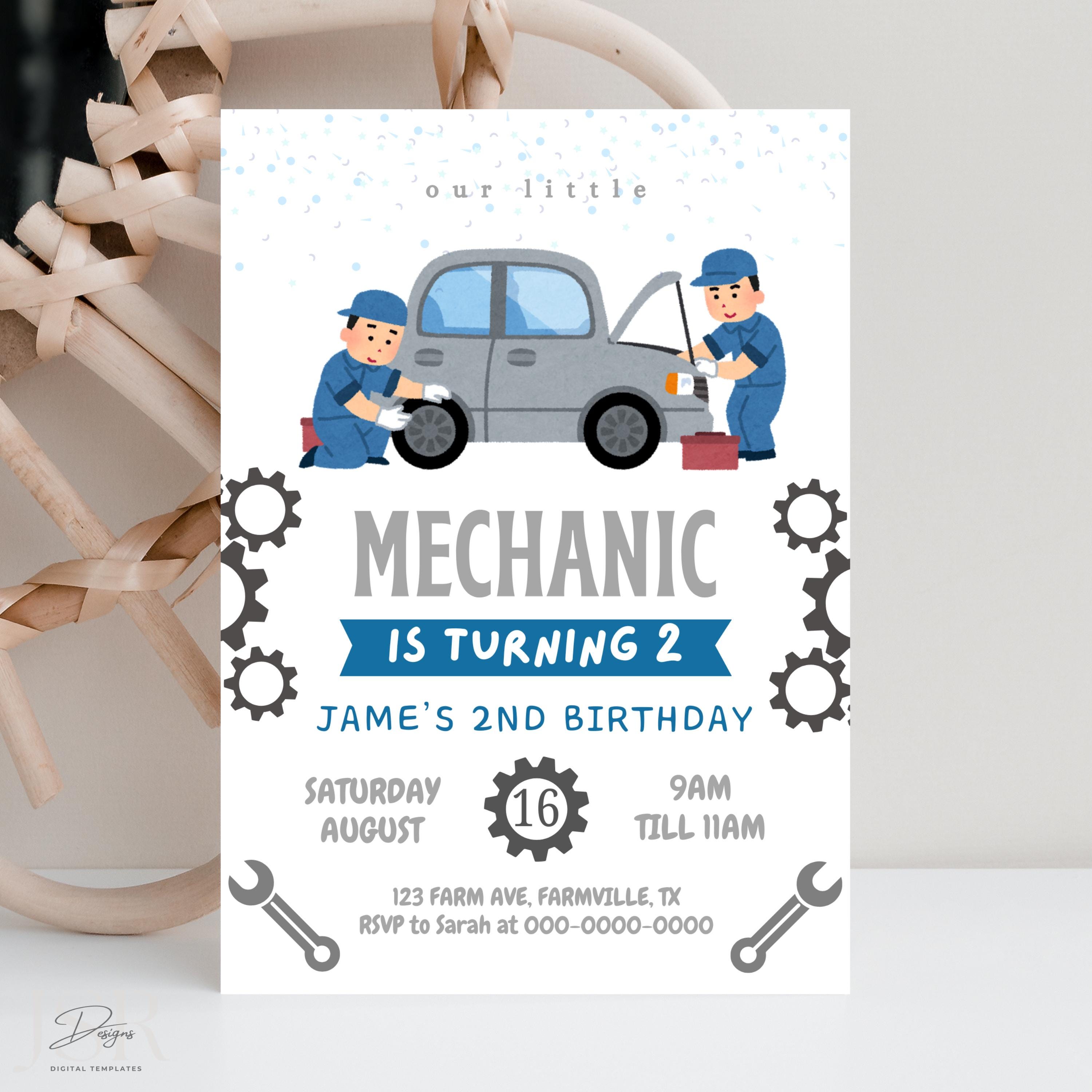 Mechanic Birthday Invitation Mechanic Party Invite Kids First Party ...