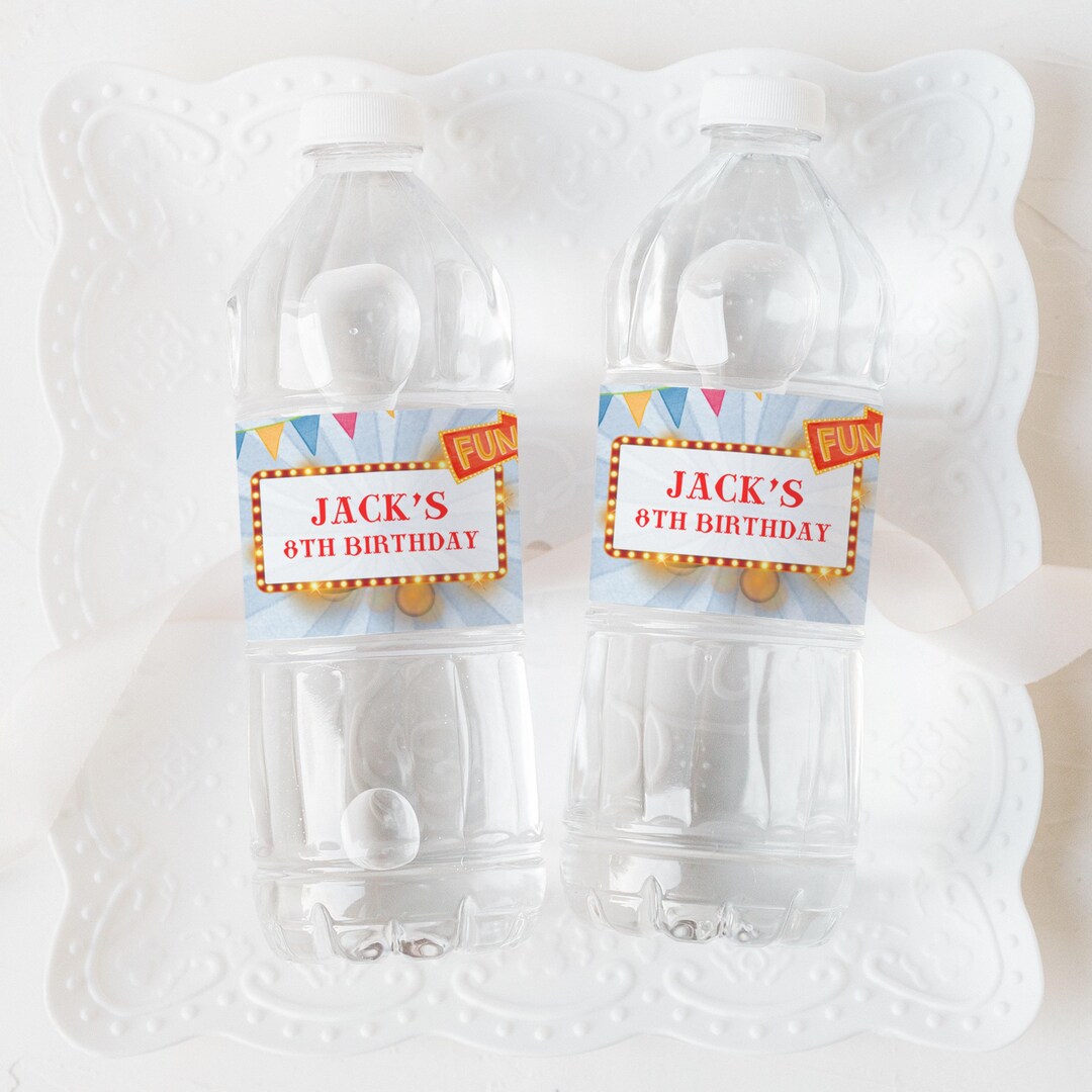 Editable Circus Water Bottle Label Carnival Party Drink Labels Circus ...
