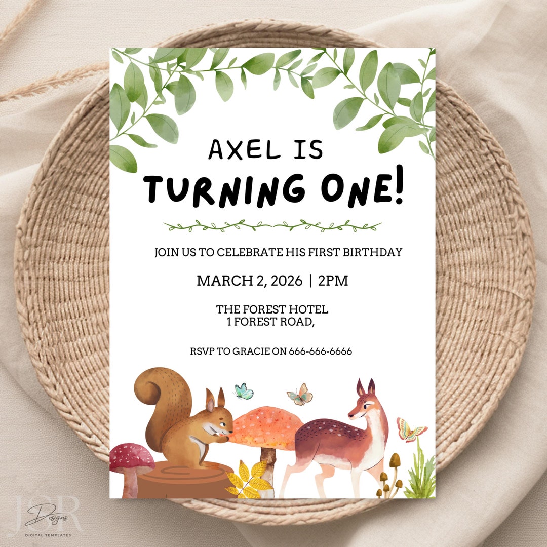 Forest Birthday Invitation, Forest Party Invitation, Kids Forest Party ...
