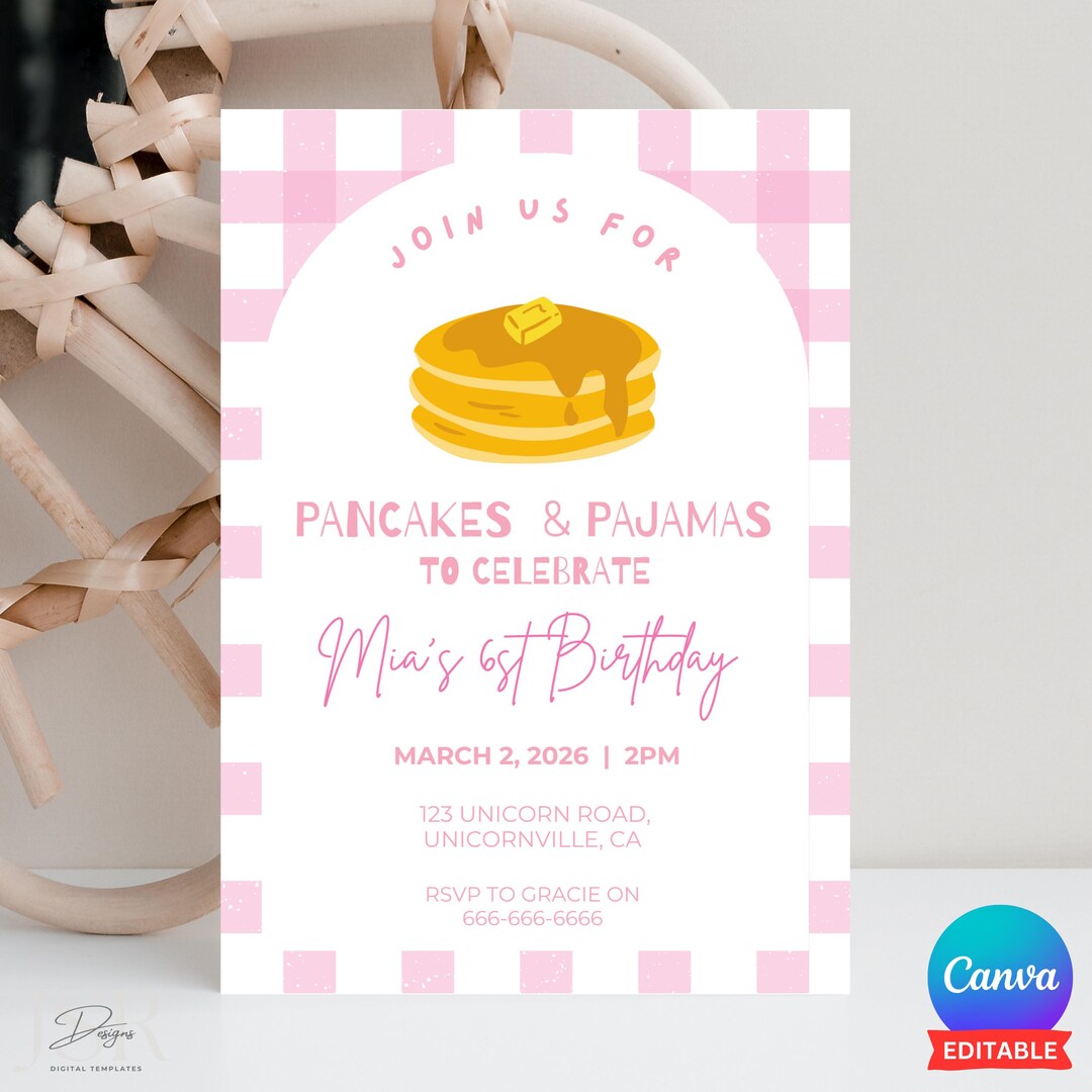 Pancake Party Invitation, Pancake Birthday Invitation, Kids Pancake ...
