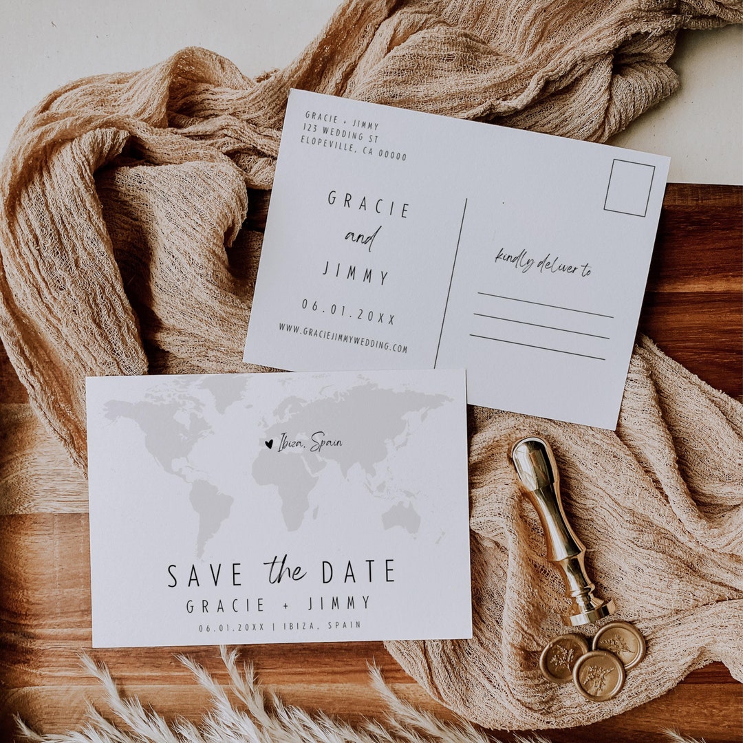Elopement Save the Date Invitation International Overseas Save the Date ...