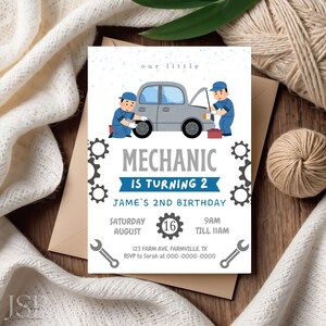Mechanic Party Invite Mechanic Birthday Invitation Kids First Party ...