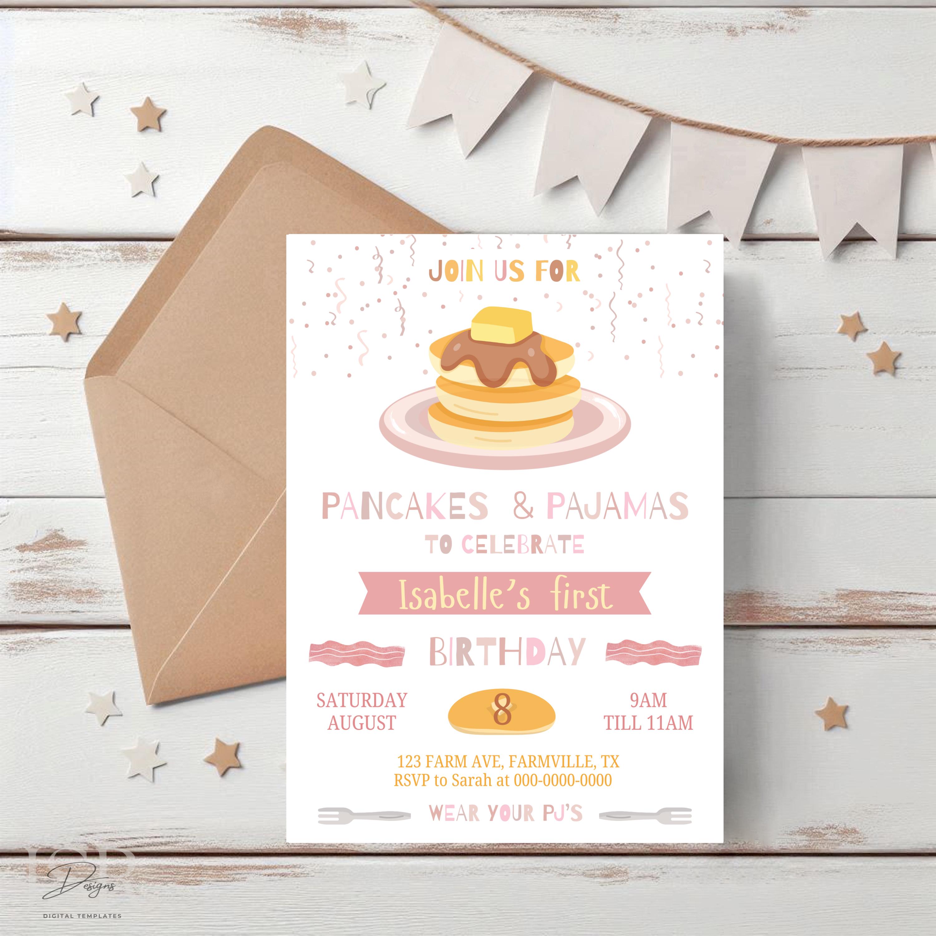 Pancake Party Invite Pancake Birthday Invite Pancake Birthday ...