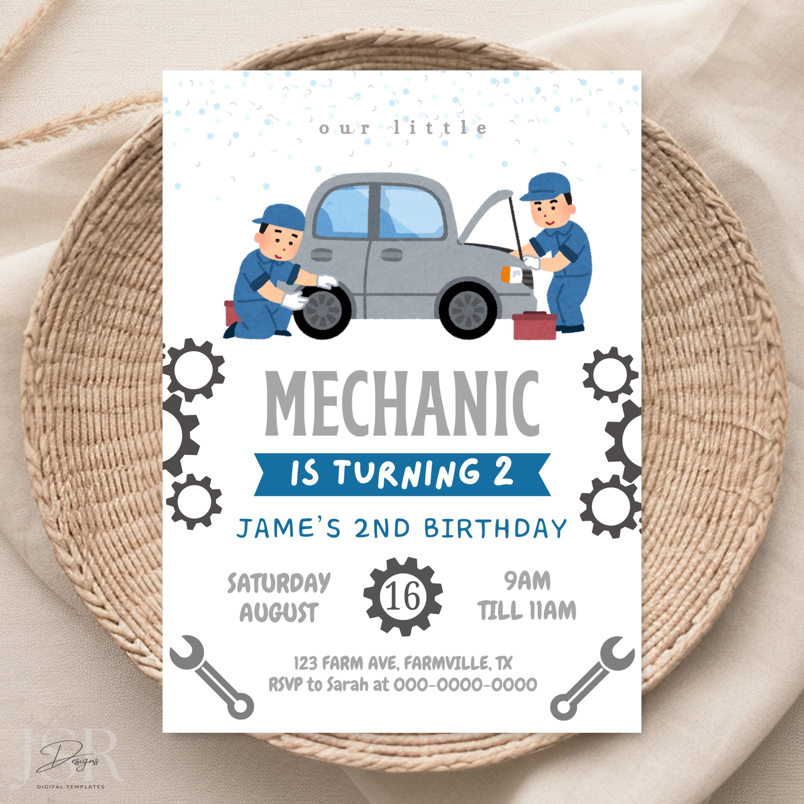 Mechanic Birthday Invitation Mechanic Party Invite Kids First Party ...