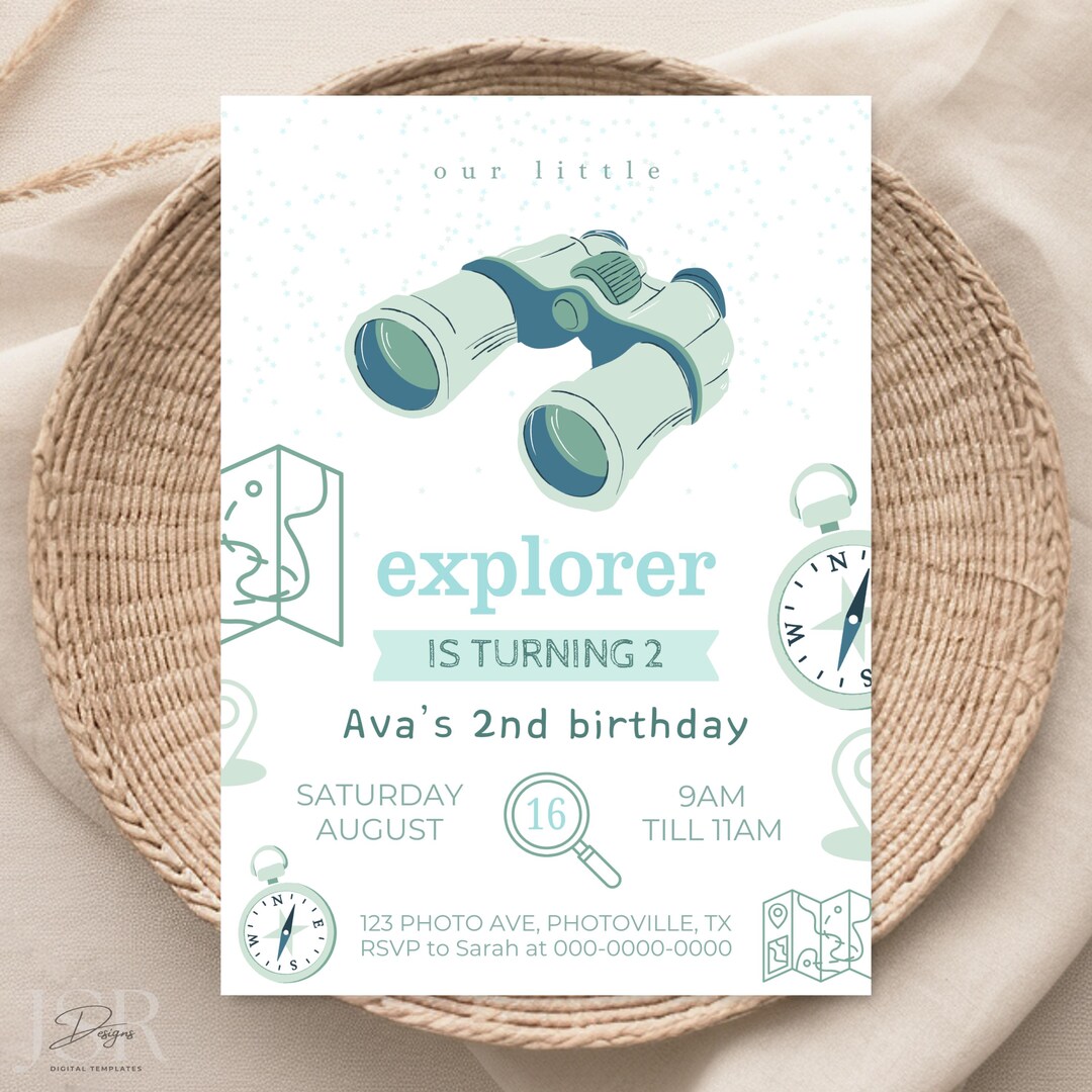 Explorer Birthday Invitation Explorer Party Invite Kids First Party ...