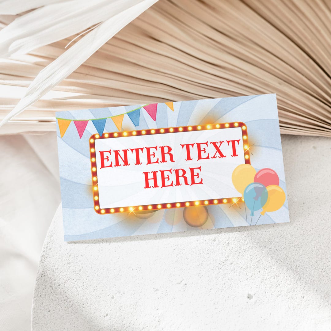 Editable Circus Food Label Carnival Party Name Tag Decorations Circus ...