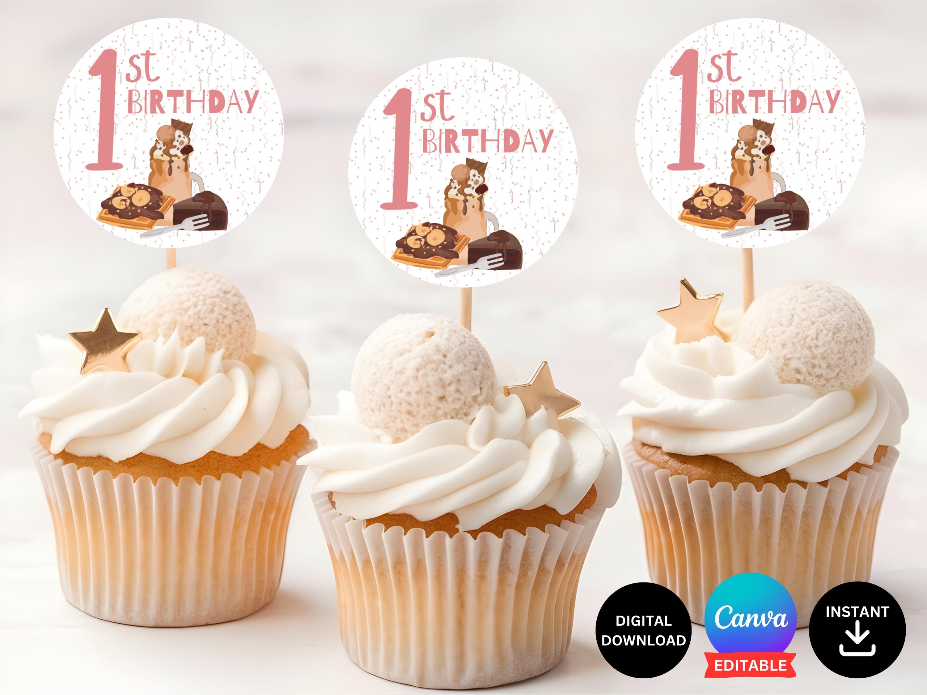 Editable Milkshake Cupcake Toppers Waffle Party Cake Toppers Diner ...