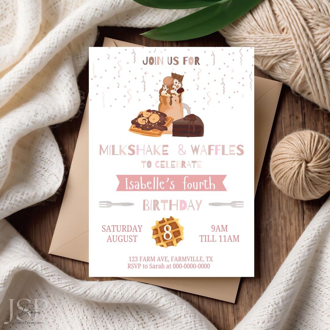 Waffle Birthday Invitation, Waffle Party Invitation, Kids Waffle Party ...