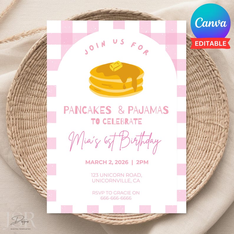Pancake Party Invite Pancake Birthday Invite Pancake Party Invitation ...