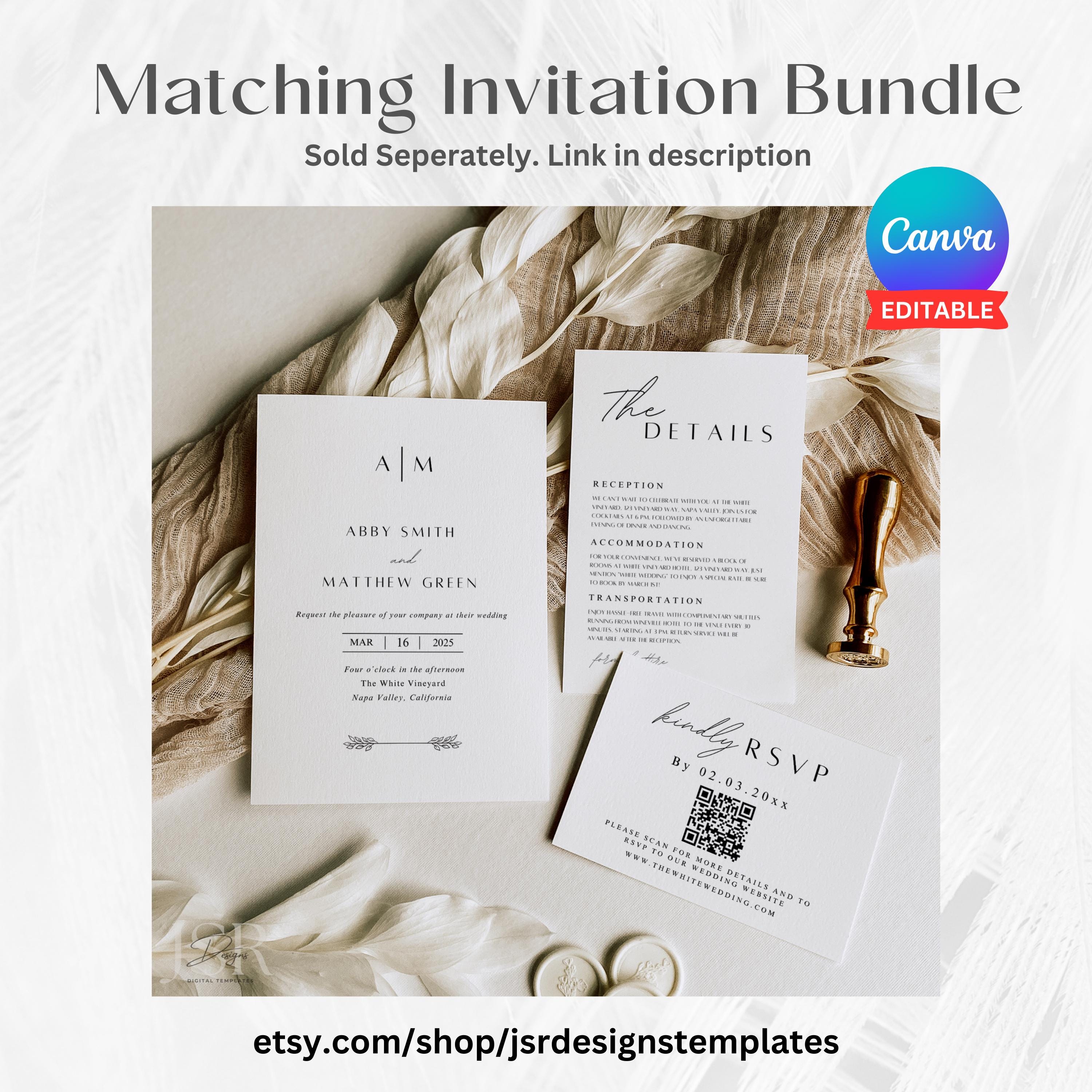 Wedding Suite Detail Invitation the Details Modern Minimalist Invite ...
