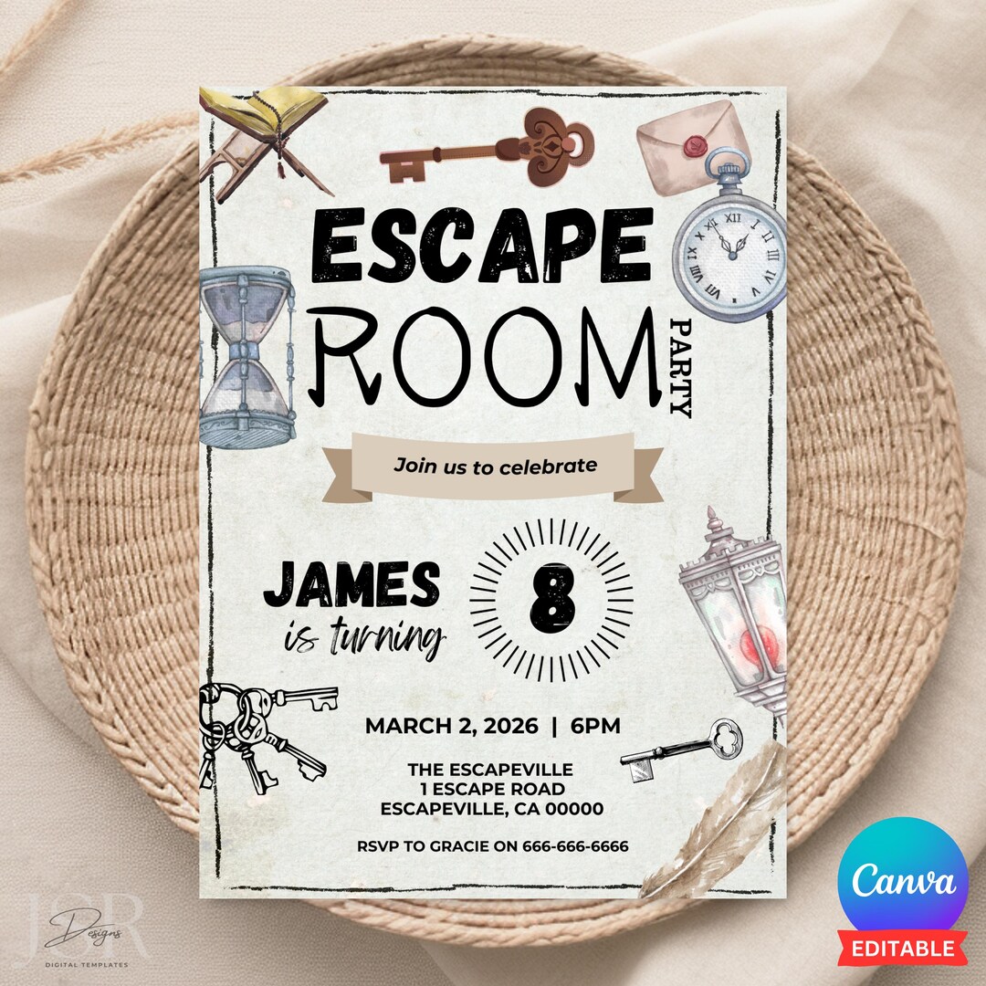Invitación de cumpleaños de Escape Room Invitación de fiesta de Escape ...