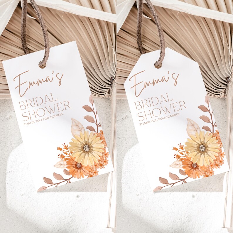 Editable Boho Thank You Gift Tags Floral Bridal Shower Favor Tags ...