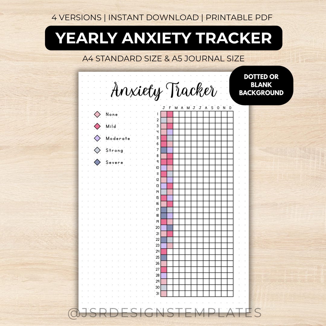 Anxiety Tracker - Yearly Printable Journal Page - Mindfulness Diary ...