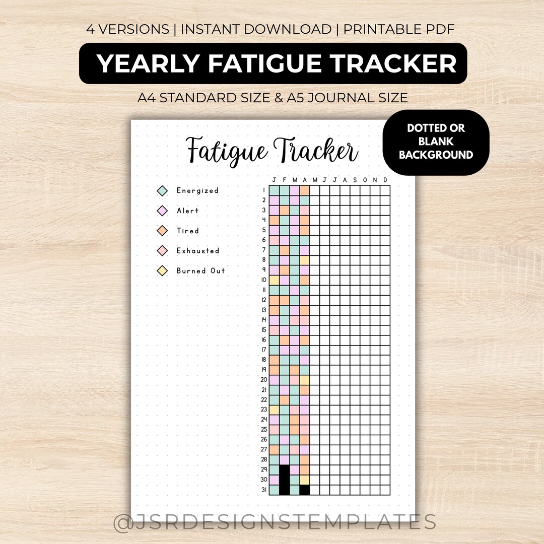 Fatigue Tracker - Yearly Printable Journal Page - Mindfulness Diary ...