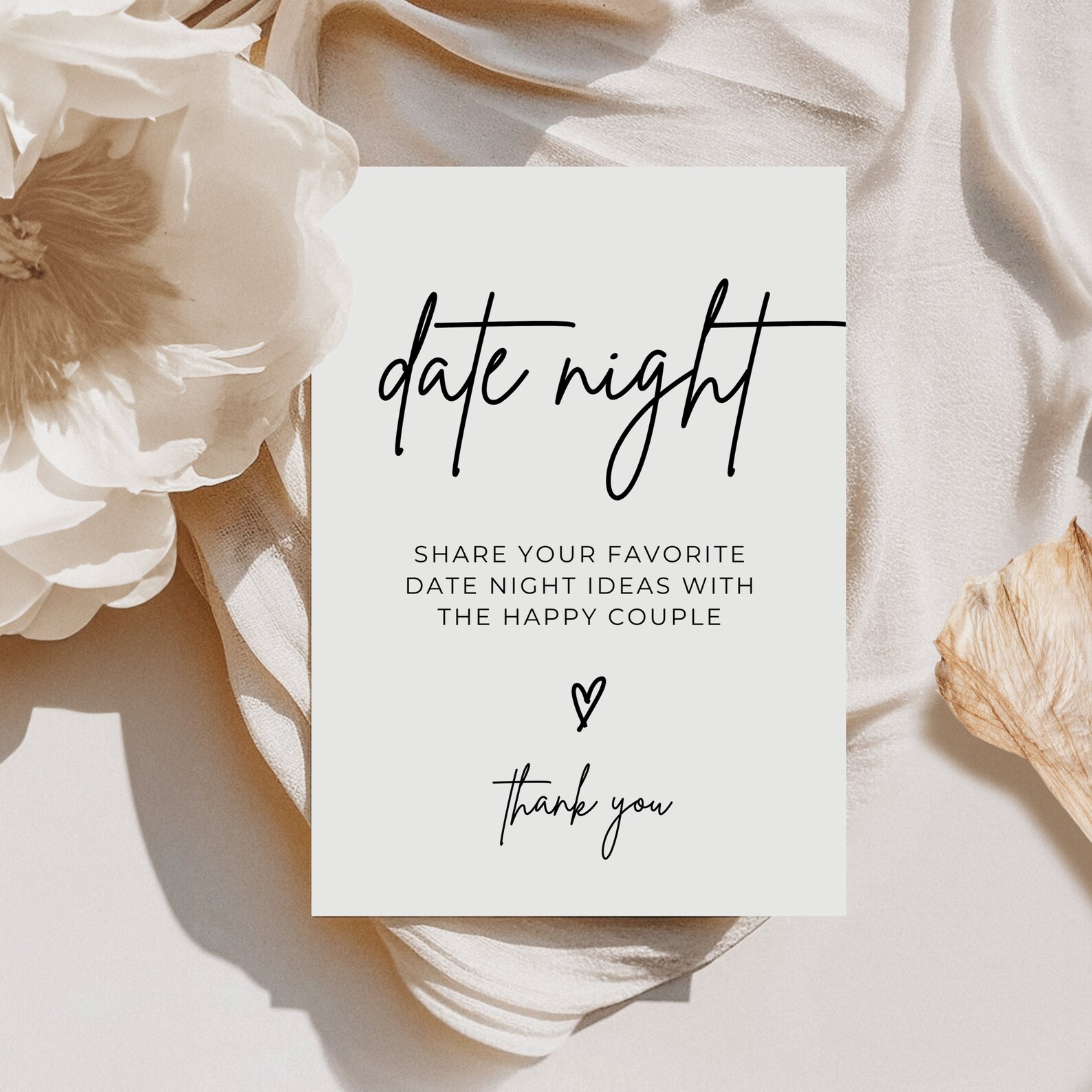 Date Night Wedding Sign Modern Date Night Ideas Card Date Night Ideas ...