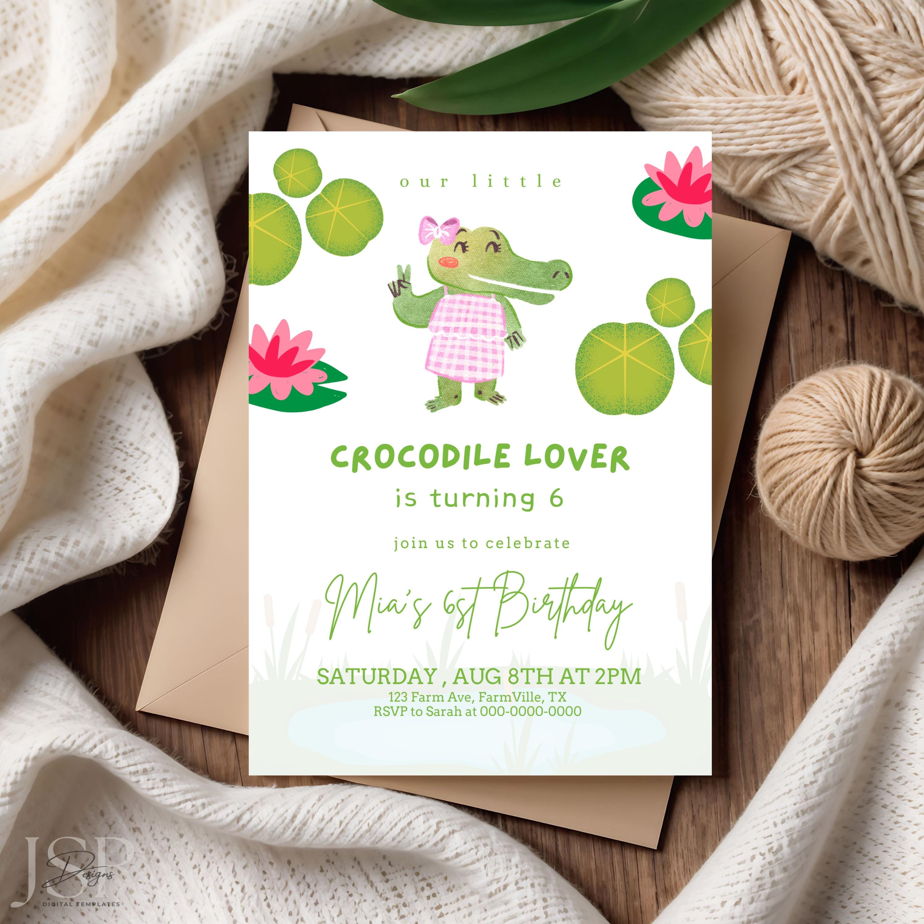 Crocodile Birthday Invitation, Crocodile Party Invitation, Kids ...