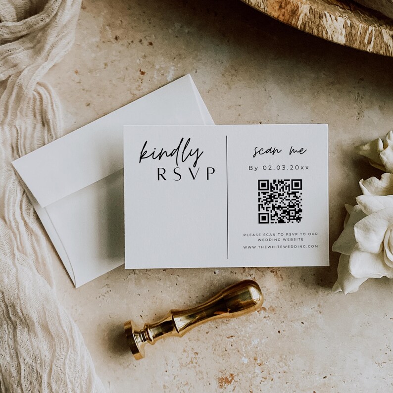 RSVP QR Code Invitation Wedding RSVP Modern Minimalist Invite Details ...