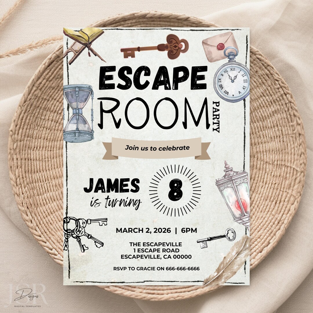 Escape Room Birthday Invitation Escape Room Party Invitation Escape ...