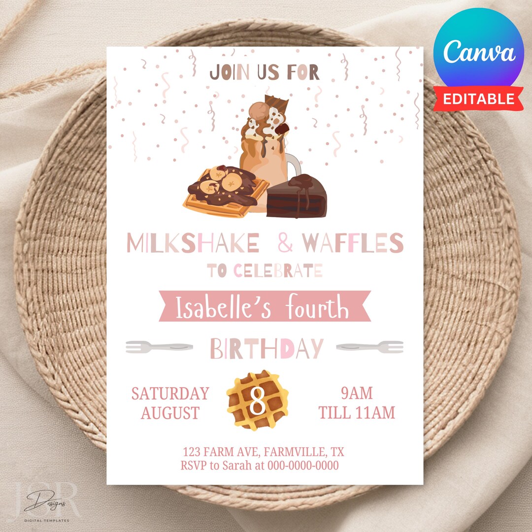 Milkshake Party Invite Milkshake Birthday Invite Milkshake Birthday ...