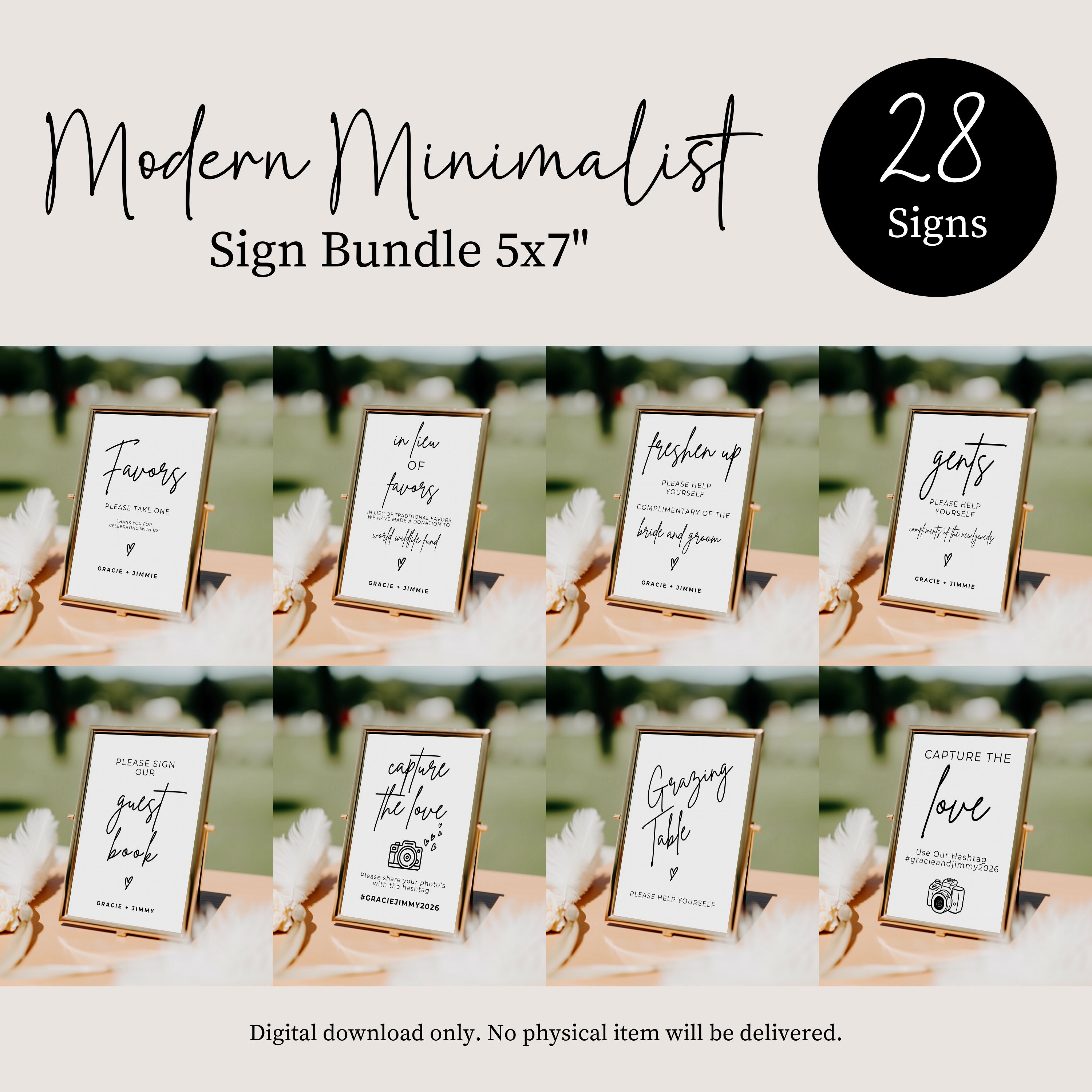 Modern Minimalist Wedding Signs, Wedding Sign Bundle Kit, Minimalist ...