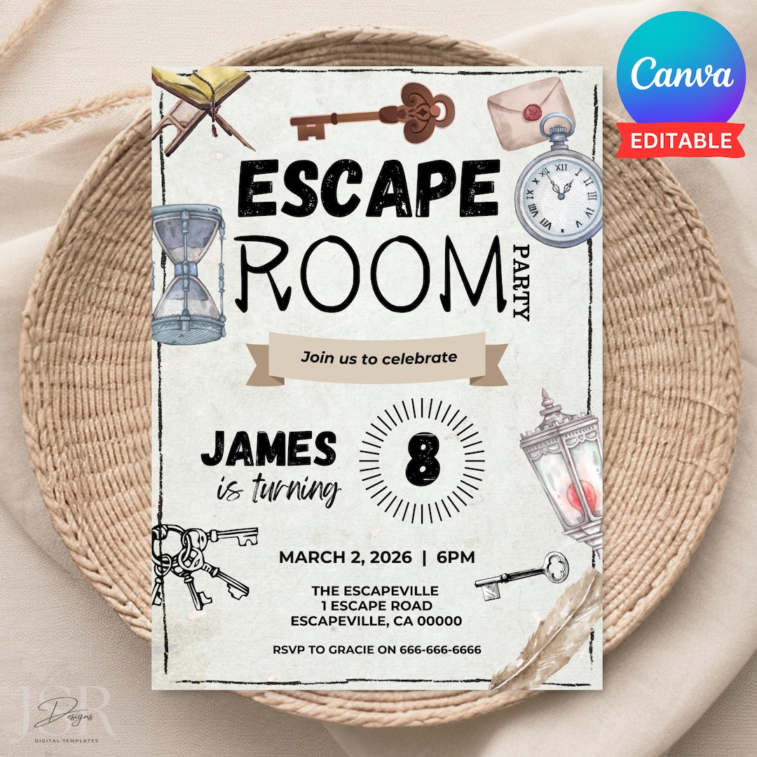 Escape Room Birthday Invitation Escape Room Party Invitation Escape ...