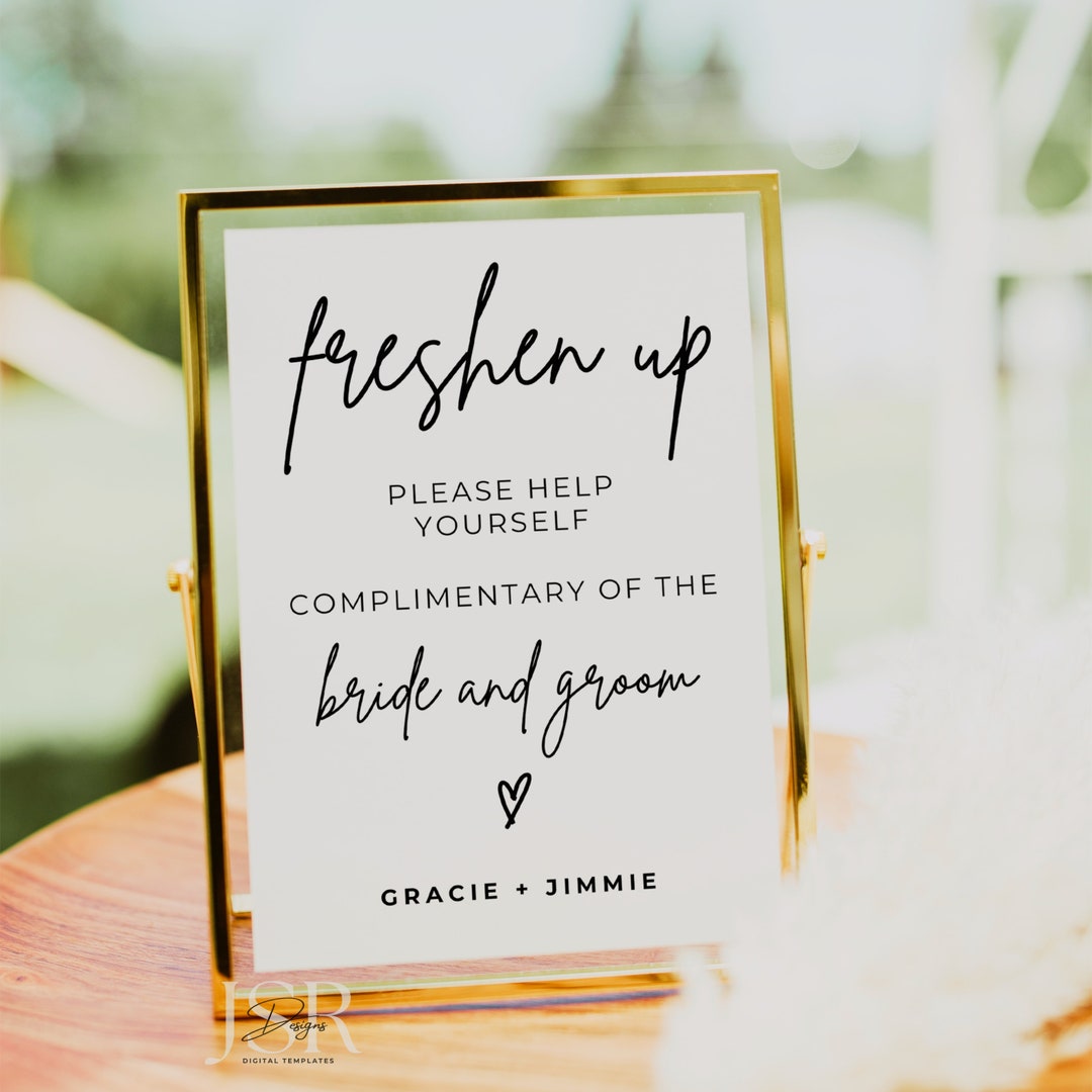 Wedding Bathroom Sign, Freshen up Wedding Sign, Complimentary Wedding ...