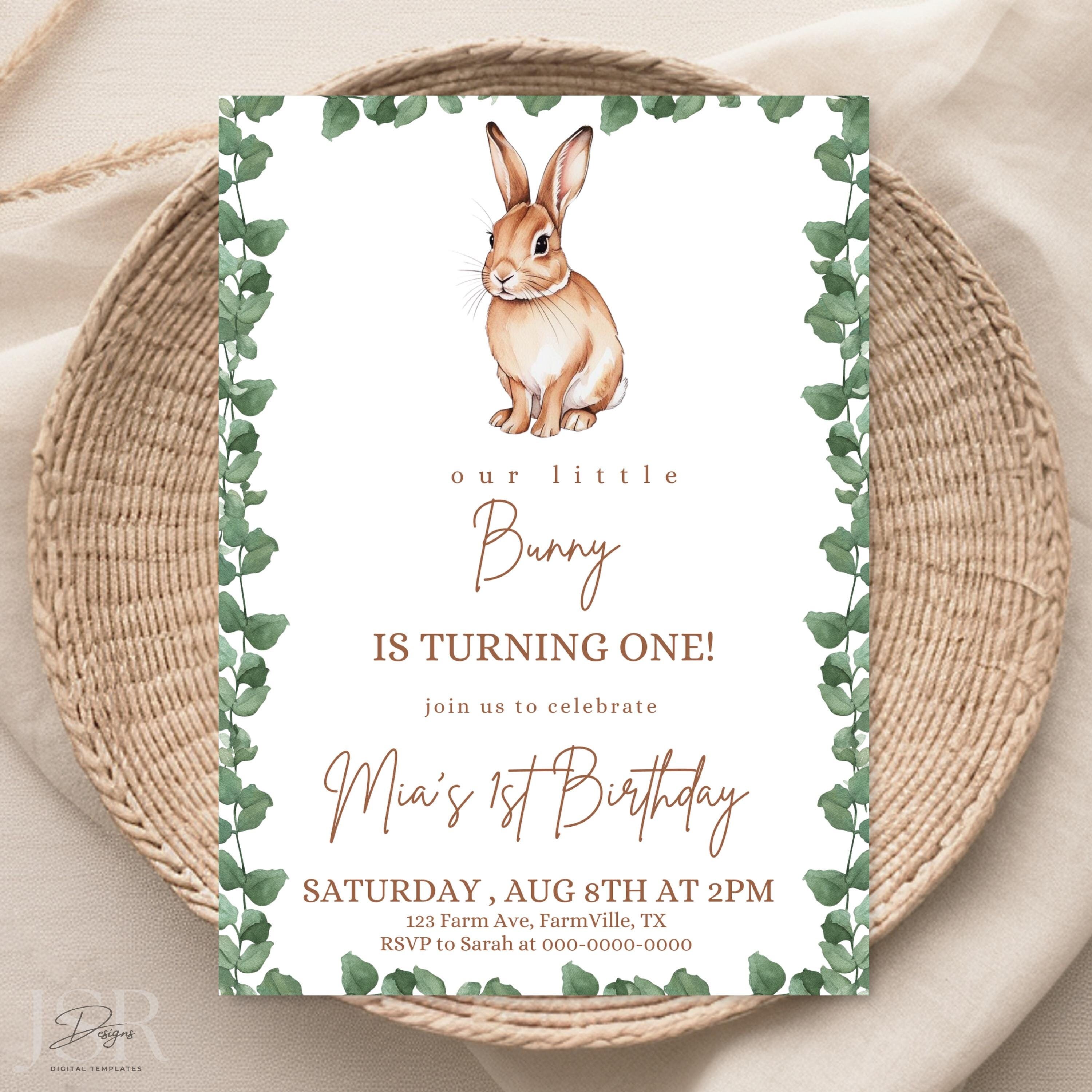 Bunny Birthday Invitation, Bunny Party Invite, Kids Bunny Party, Bunny ...
