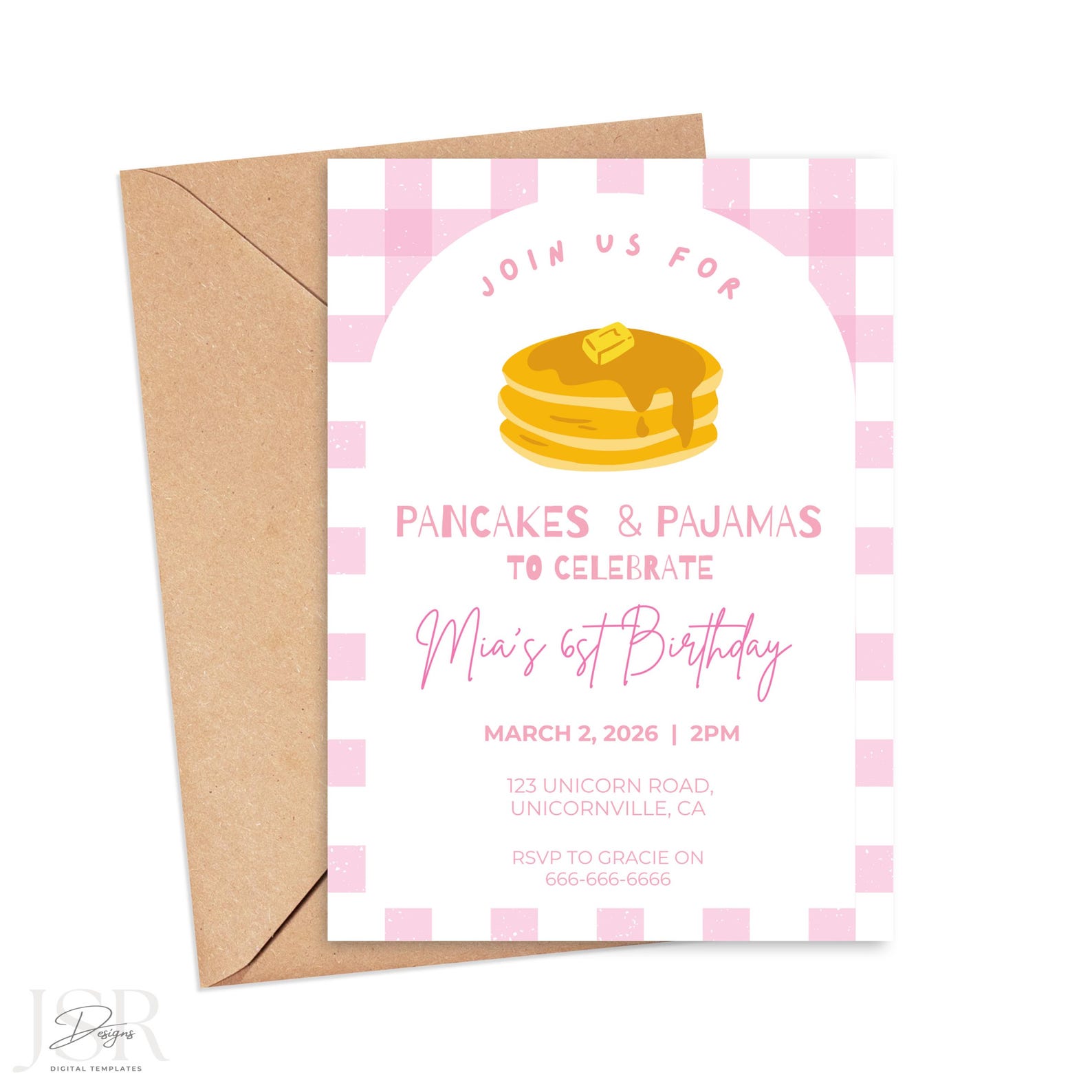 Pancake Party Invitation, Pancake Birthday Invitation, Kids Pancake ...
