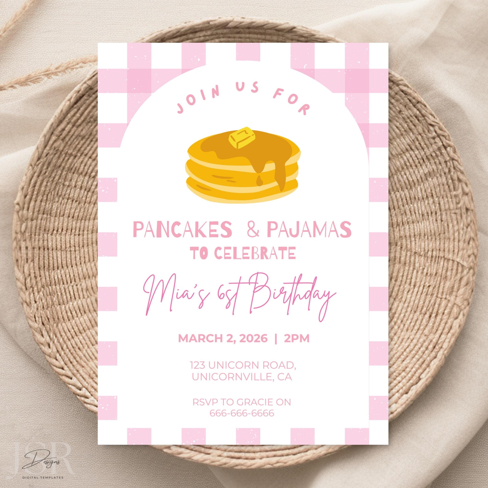 Pancake Party Invitation, Pancake Birthday Invitation, Kids Pancake ...