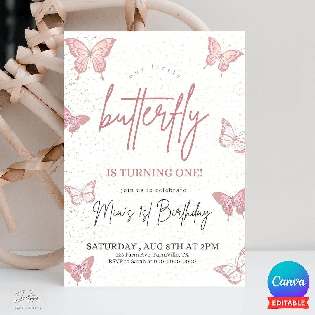Butterfly Birthday Invitation, Butterfly Party Invitation, Kids ...