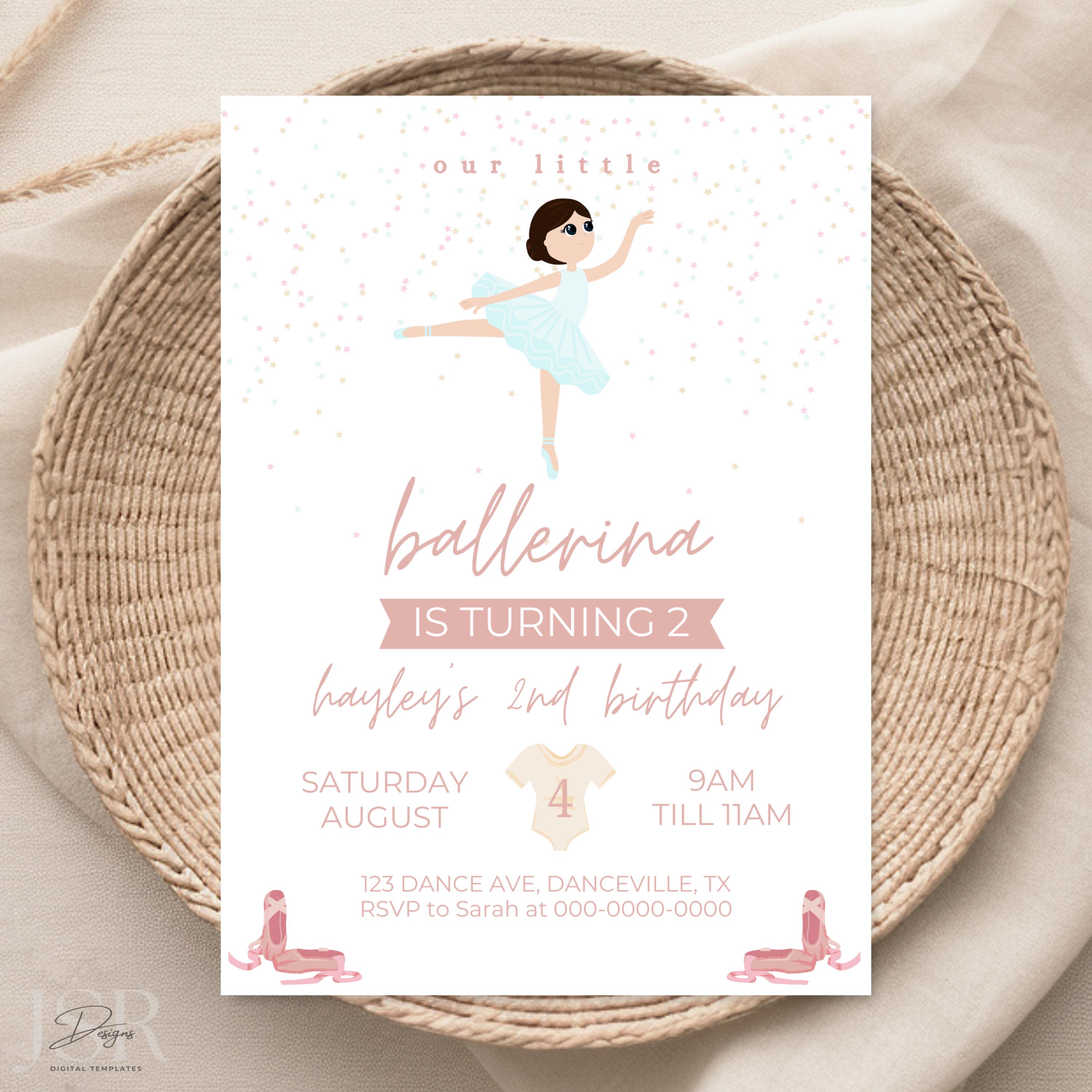 Ballerina Birthday Invitation Ballerina Party Invite Kids First Party ...